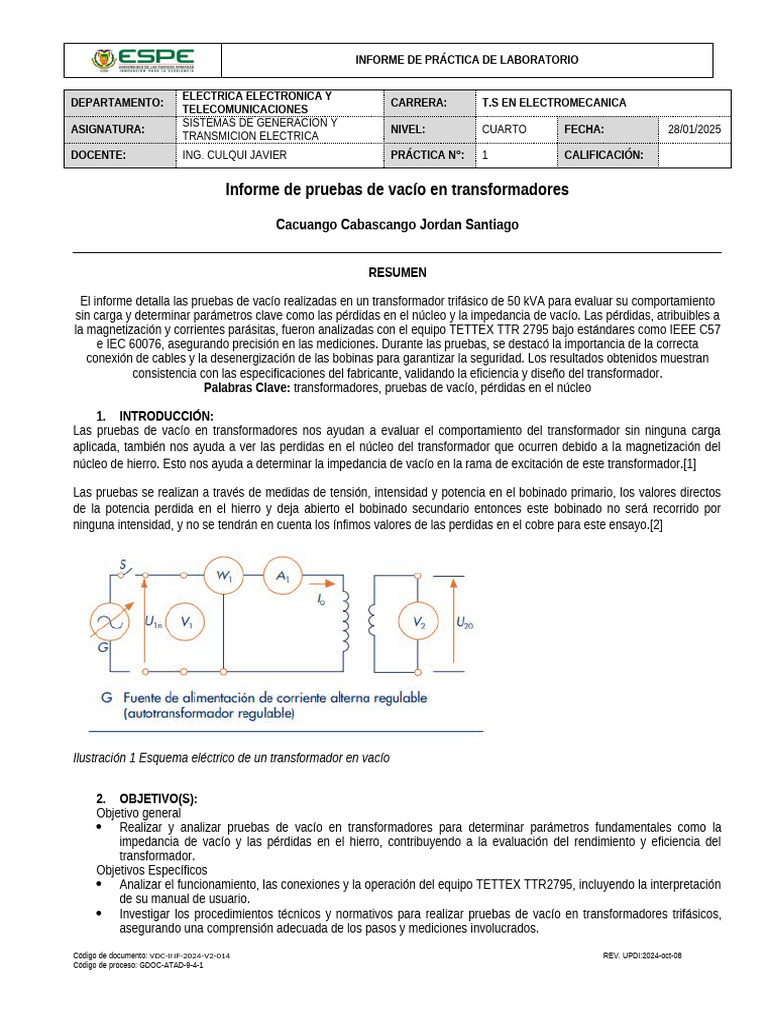 INF - PRACTICA - LABORATORIO1 Generacion | PDF | Transformador | Electromagnetismo