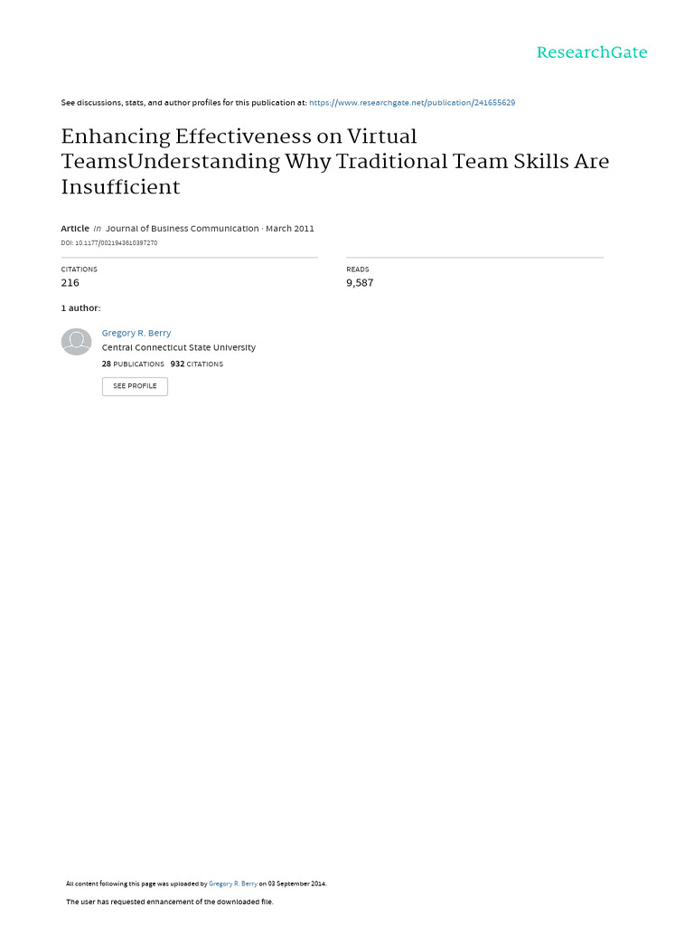 Enhancing Effectiveness On Virtual TeamsUnderstand | PDF ...