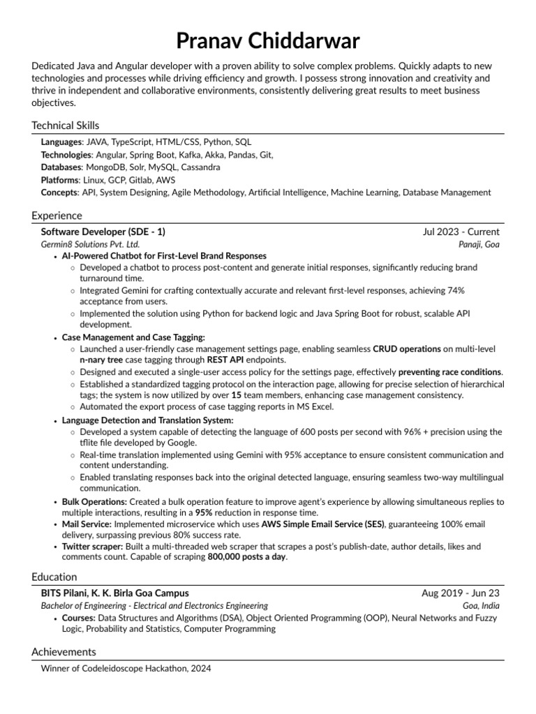 SWE_Resume_Template | PDF | Java (Programming Language) | Databases