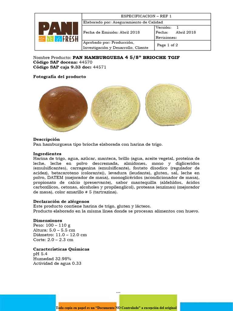 FT301265 PAN DE HAMBURGUESA 4 5-8 TIPO BRIOCHE FRIDAYS (2) | PDF ...