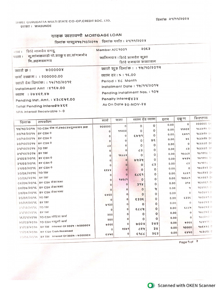 shinde namdev loan account statement | PDF