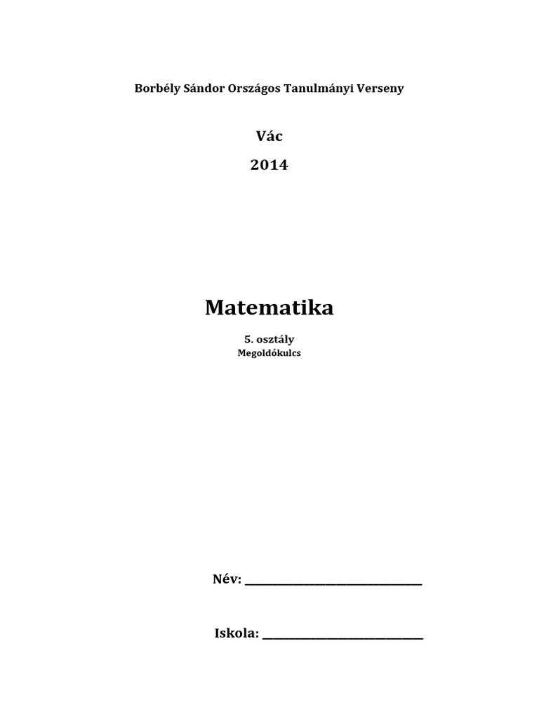 Xxxii Borbely Sandor Matematika 5o Megoldas | PDF
