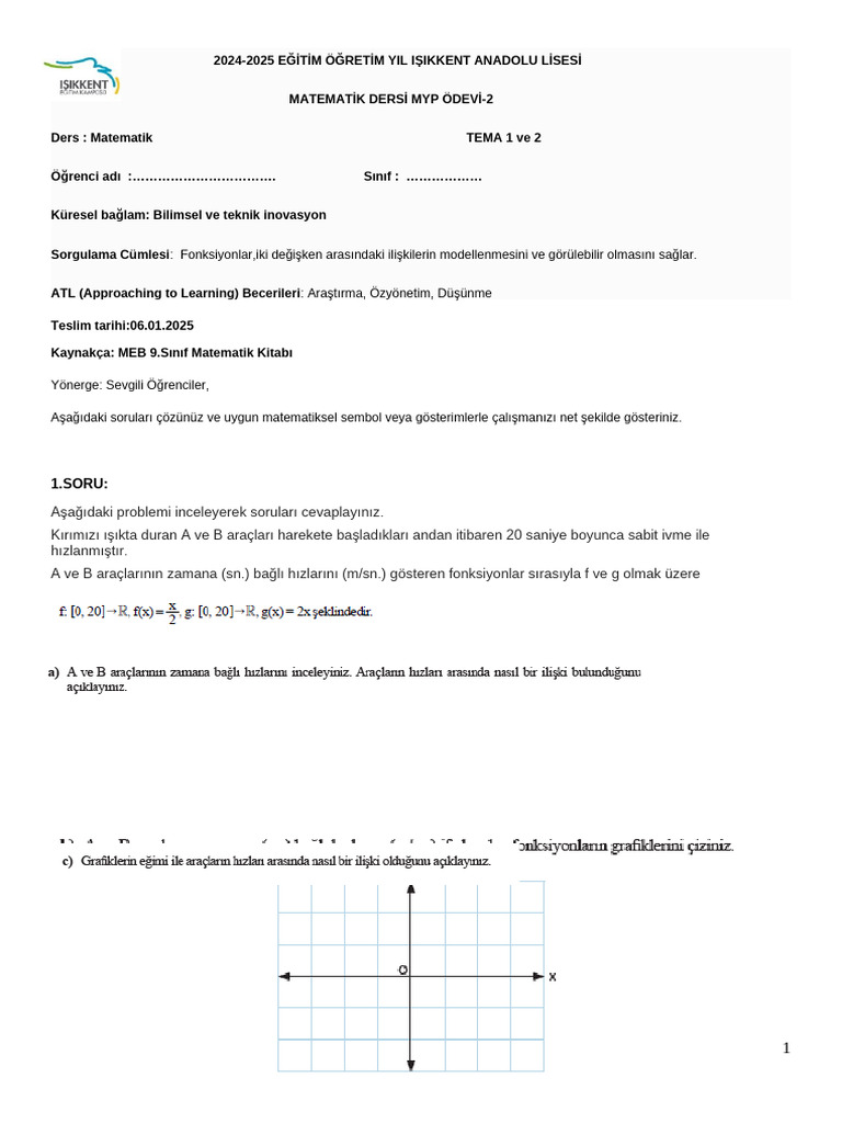 9. SINIF MYP ODEVI-2 | PDF