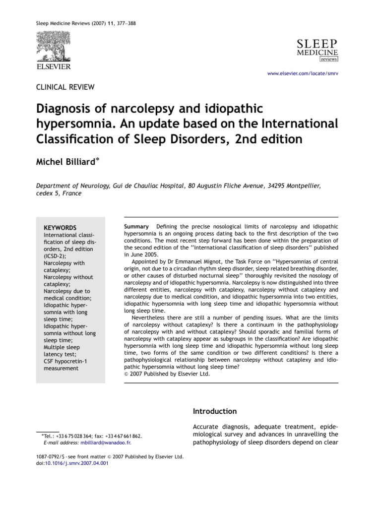 Diagnosis of Narcolepsy and Idiopathic | PDF | Sleep Disorder | Sleep