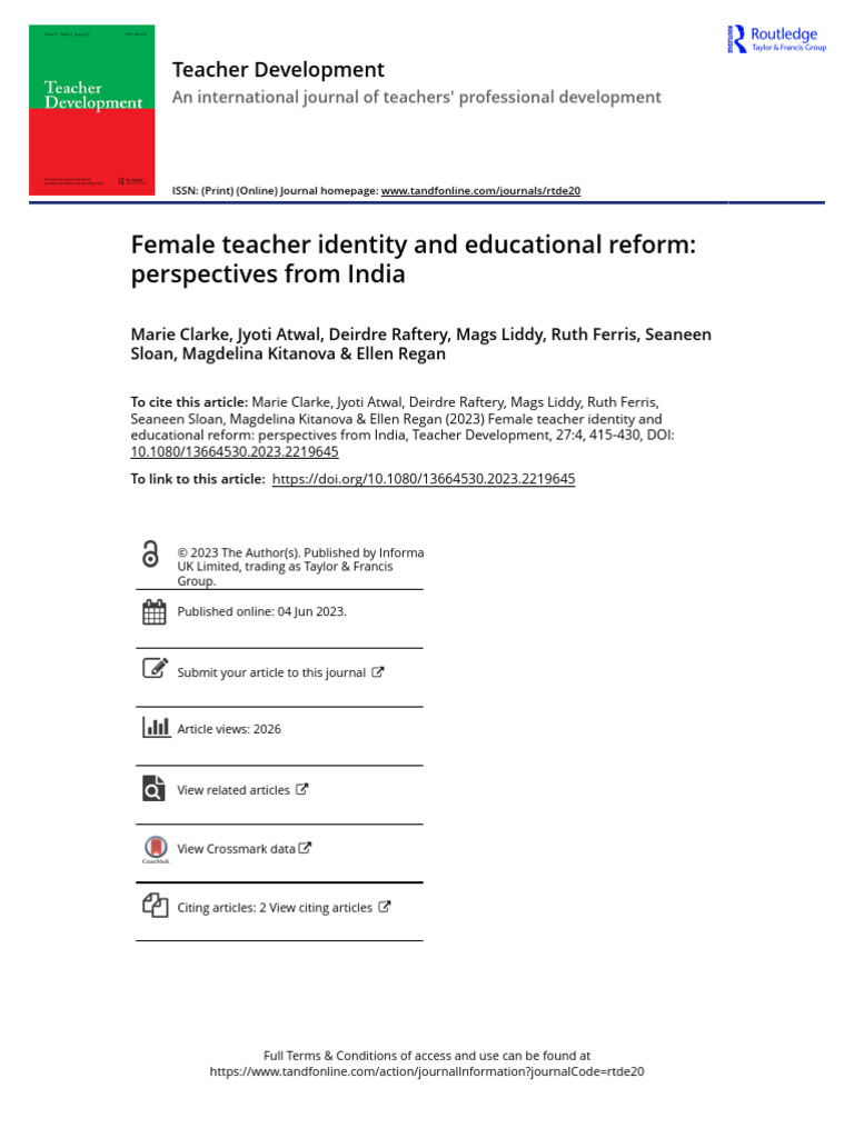 Female Teacher Identity and Educational Reform Perspectives From India ...