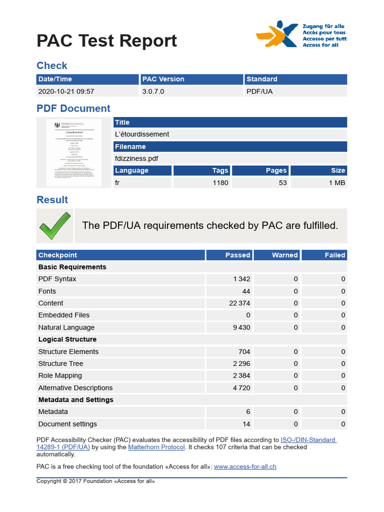 Fdizziness PAC Report | PDF