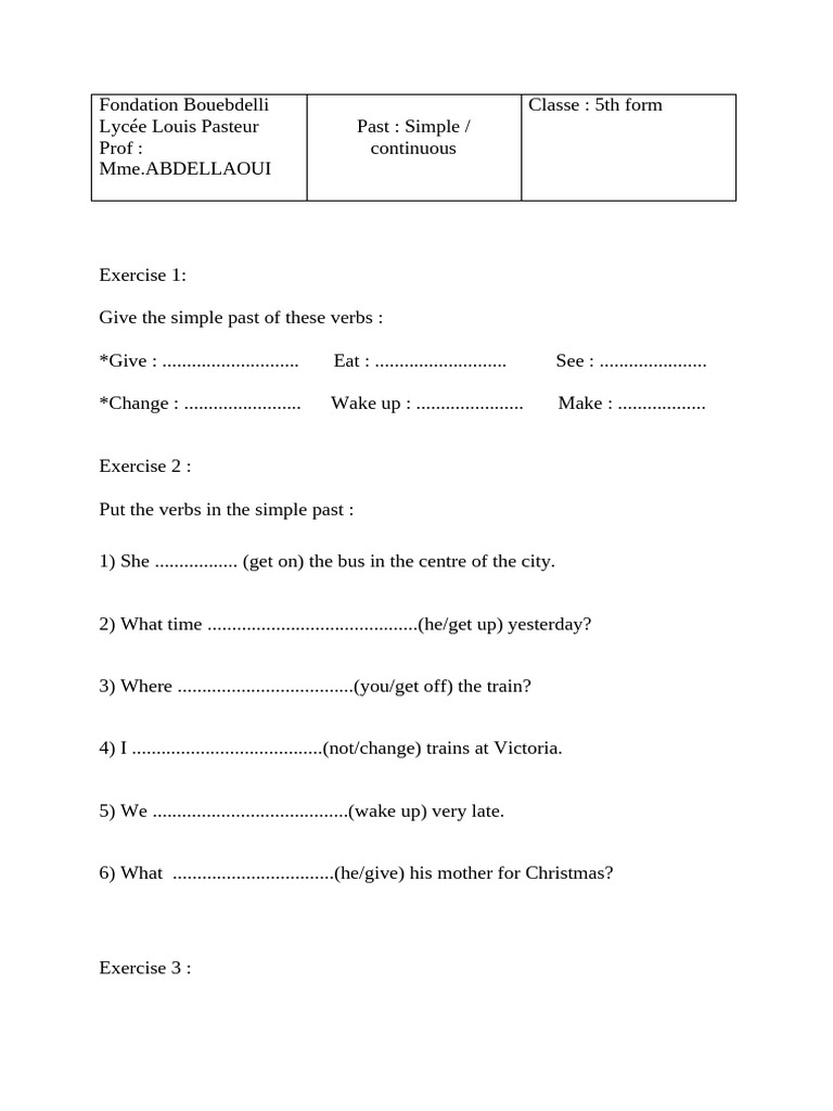 5th Form Past Simple and Continuous | PDF