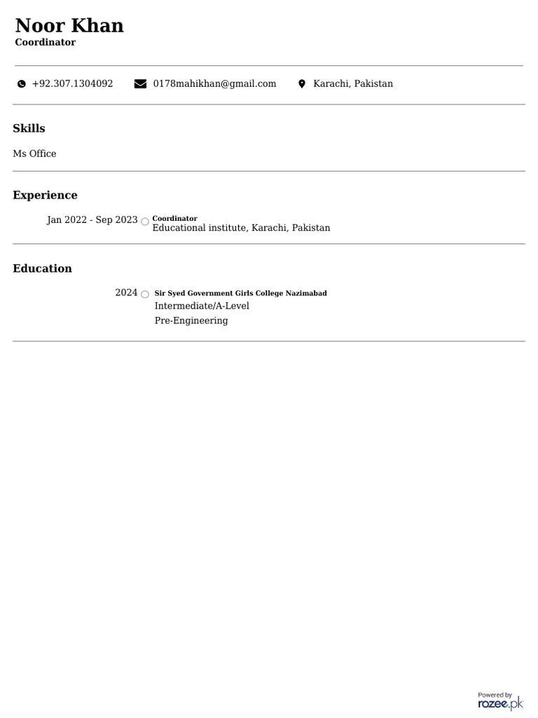 Noor CV | PDF