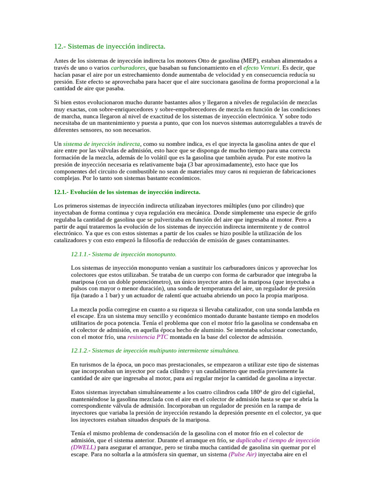 Evolución de Inyección Indirecta | PDF | Inyección de combustible ...