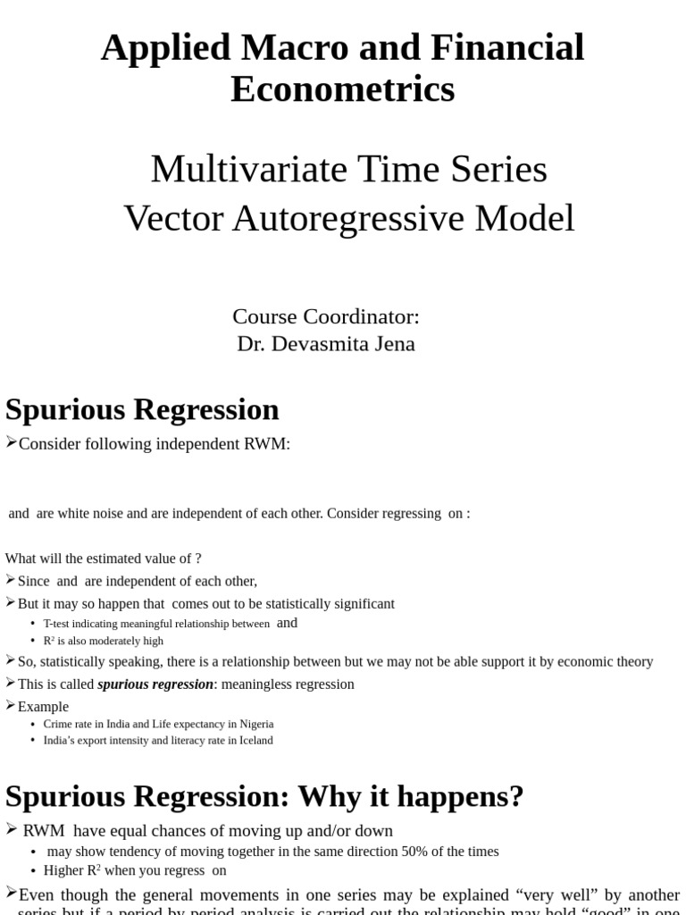 AMFE Module 7_ Vector Auto Regressive Models (1) | PDF | Vector Autoregression | Econometrics