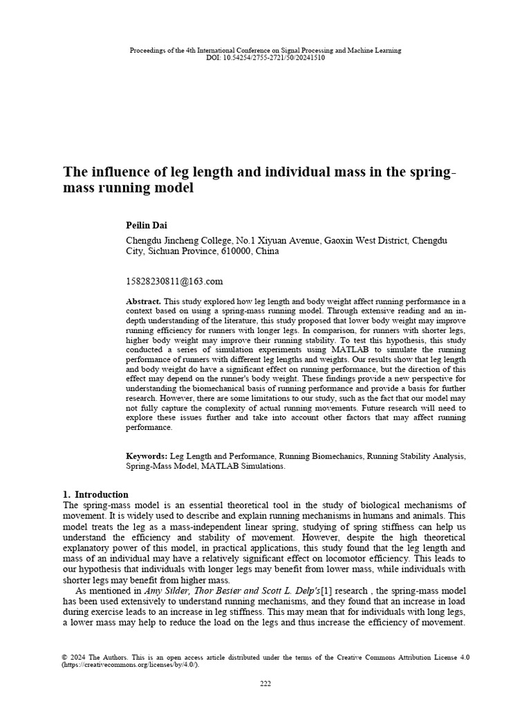 The Influence of Leg Length and Individual Mass | PDF | Running | Walking