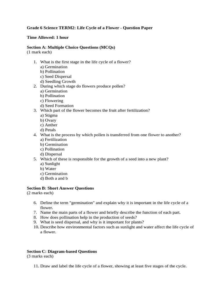 Life Cycle of a Flower: Q&A Guide | PDF | Flowers | Pollination