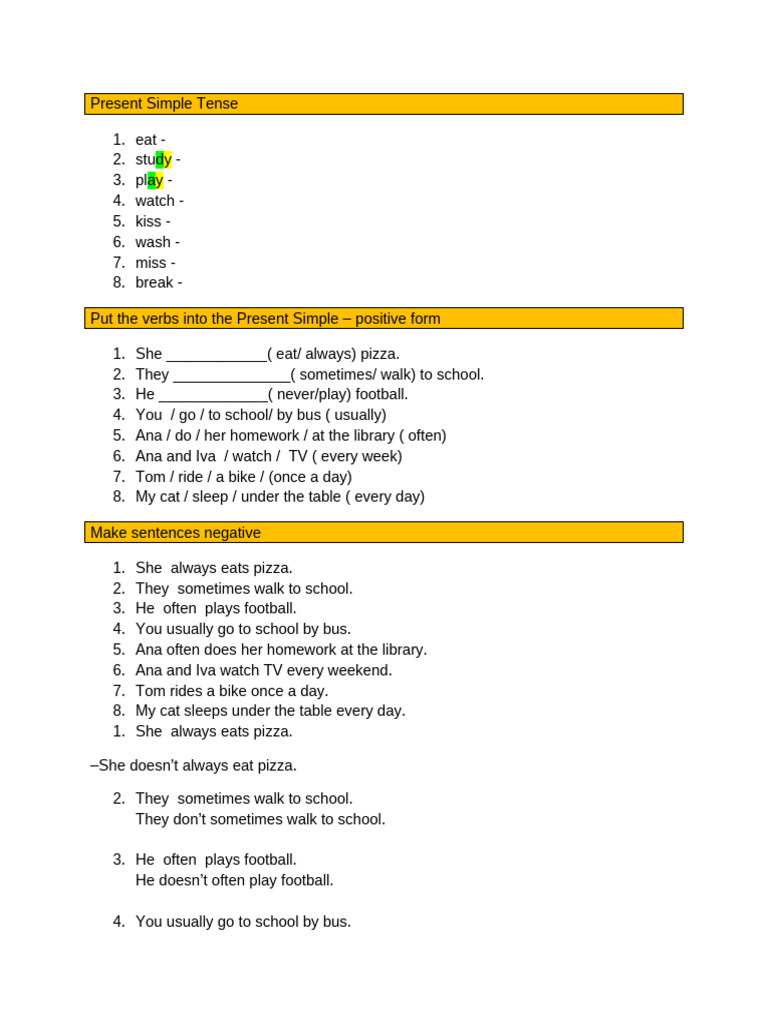 Present Simple Tense | PDF | Linguistic Typology | Language Families