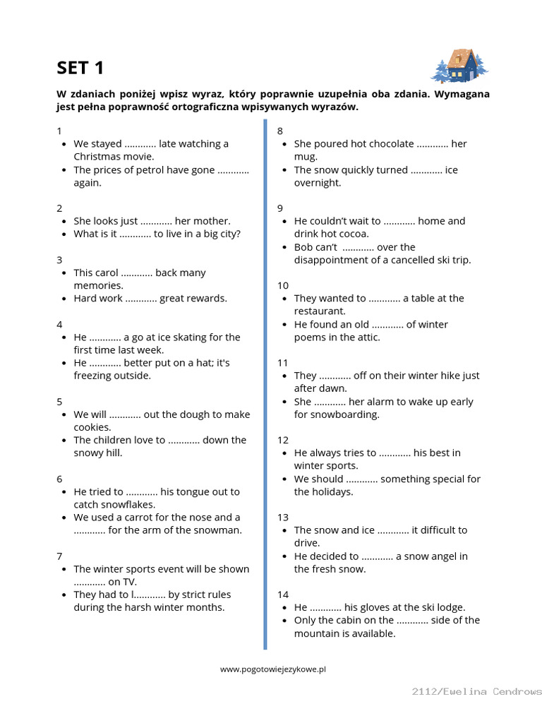 Winter Vocabulary Fill-in-the-Blanks | PDF | Snow | Winter Storm
