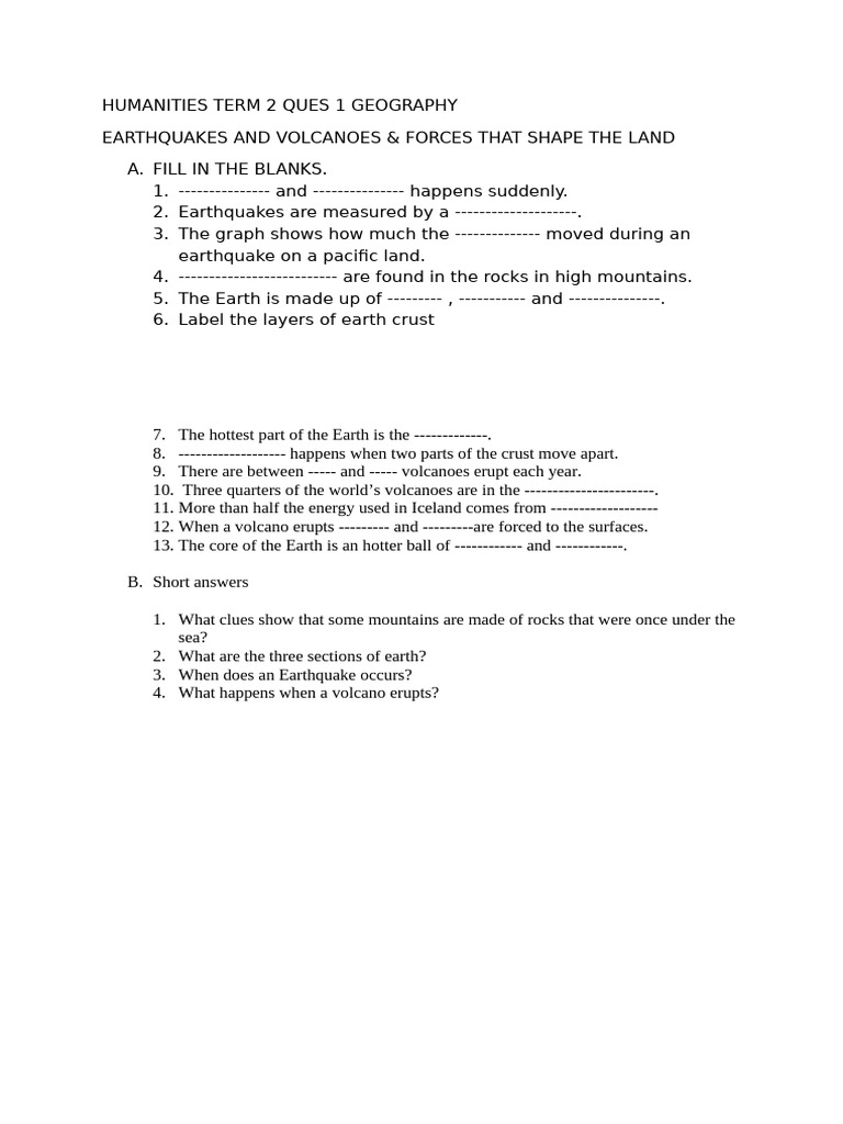 Earthquakes & Volcanoes Quiz | PDF