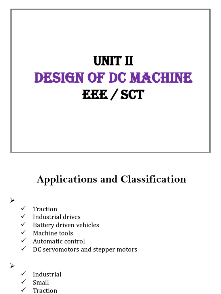 DC Machine Design and Specifications Guide | PDF | Electric Motor ...
