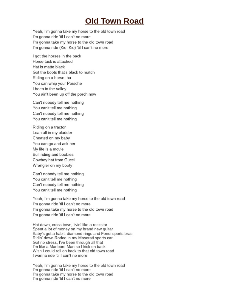 Old Town Road - Letra | PDF