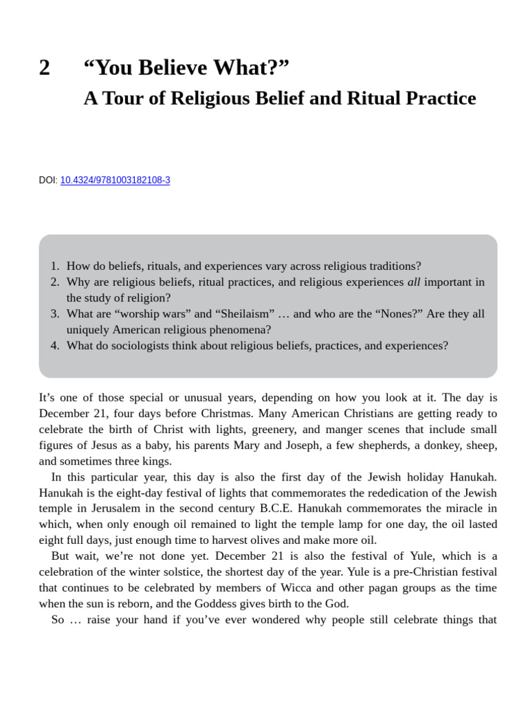 Religion Matters How Sociology Helps Us Understand... ---- (2“You ...