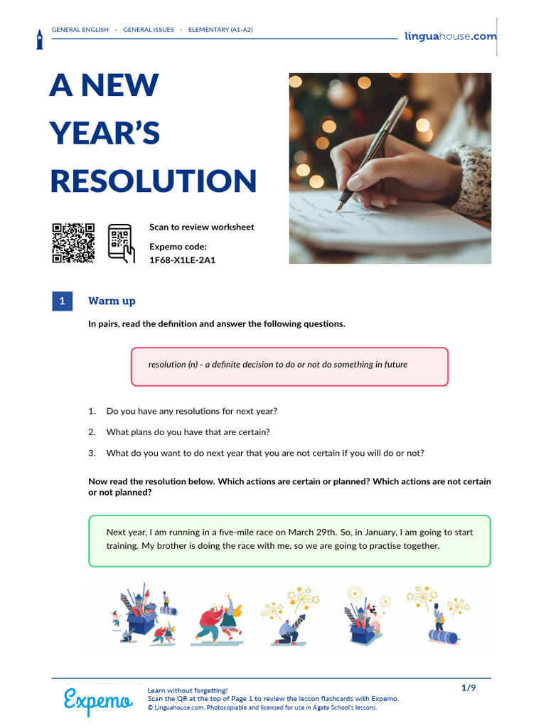 New Year's Resolutions Worksheet | PDF | Vocabulary | English Language