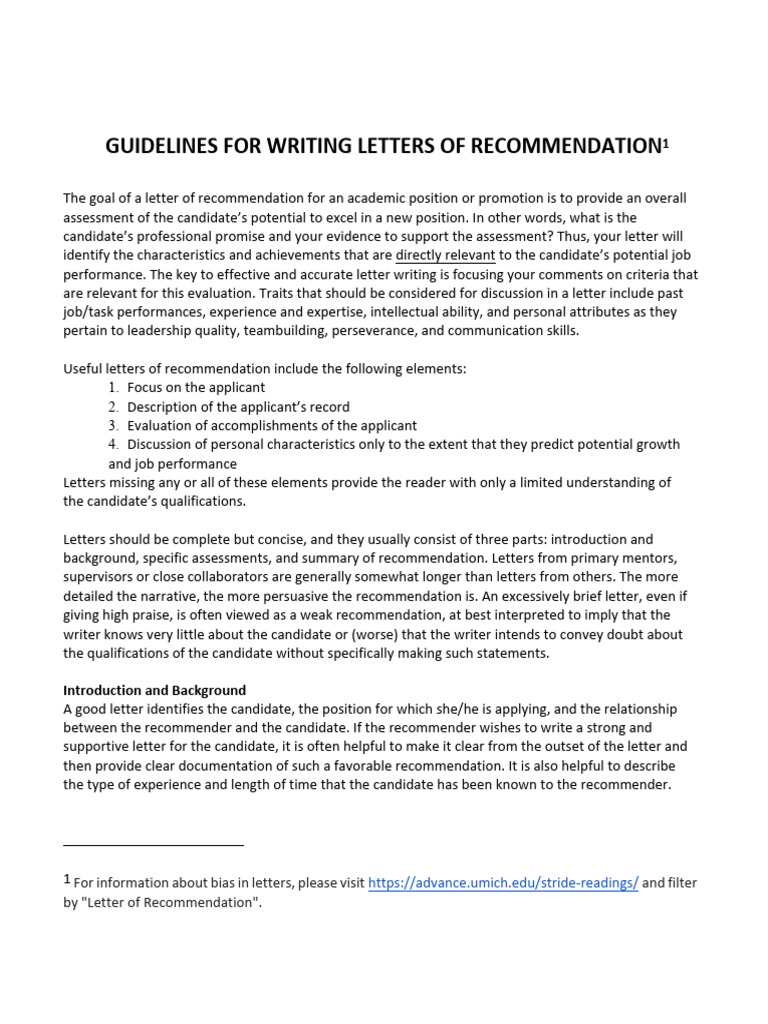 Guidelines-for-Writing-Letters-of-Recommendation-FINAL-2020 | PDF | Evaluation | Leadership