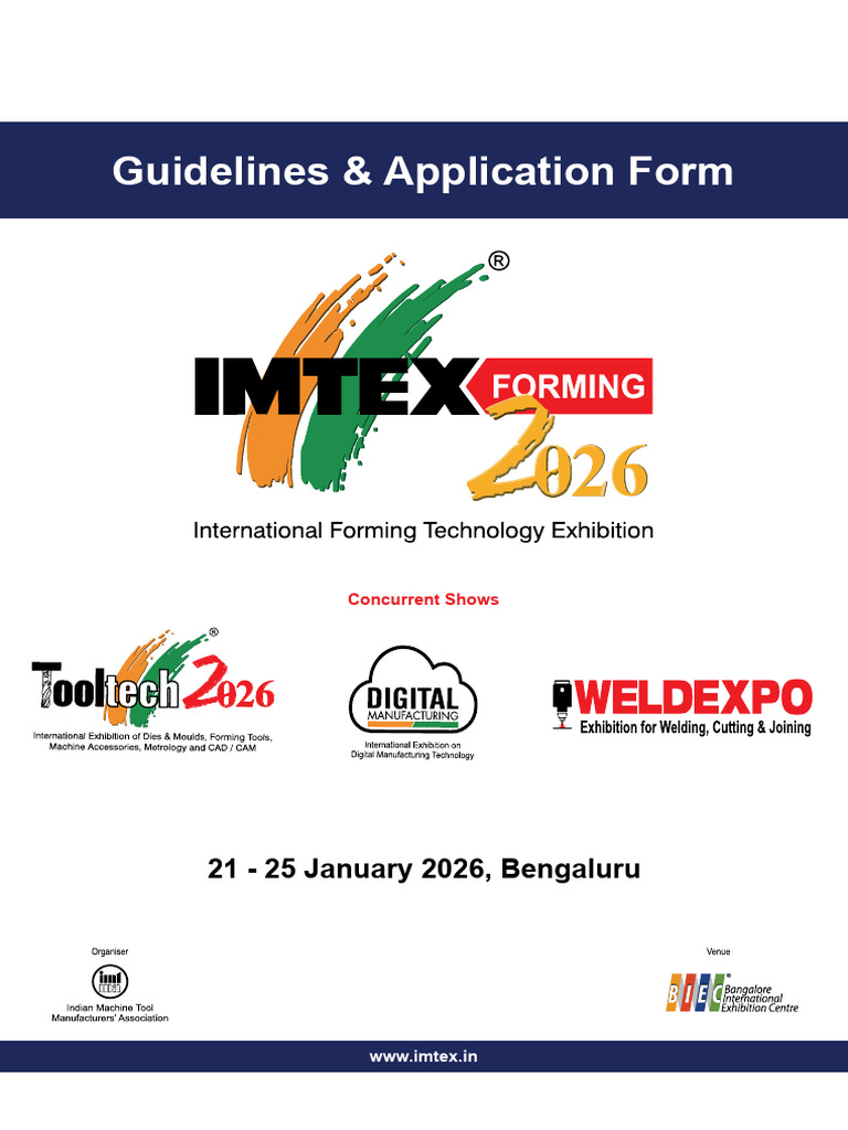 Imtex Forming 2026 - Guidelines (Final) | PDF | Metalworking | Machines