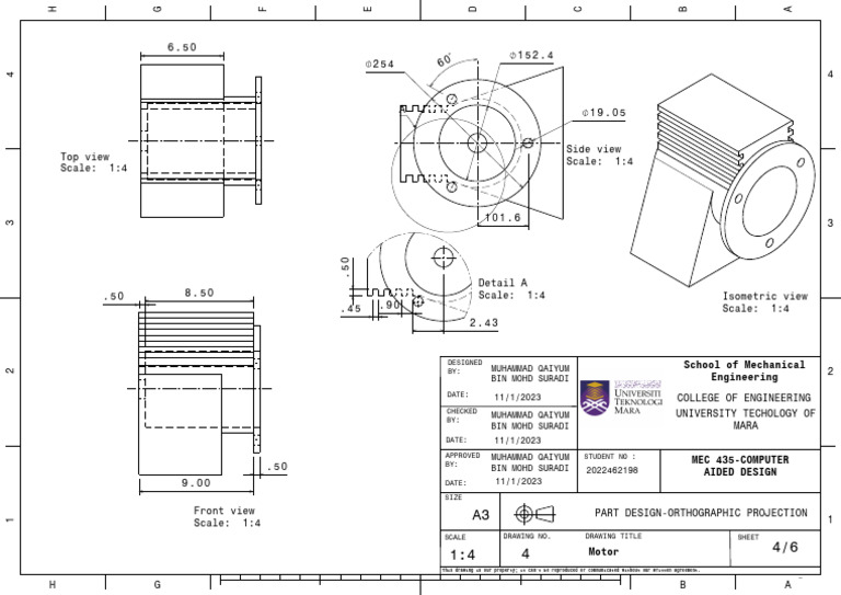 Orthographic Projection CAD Drawing | PDF | Drawing