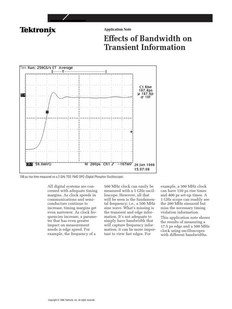 Tektronix - Effects of Bandwidth On Transient Information | PDF | Sine ...