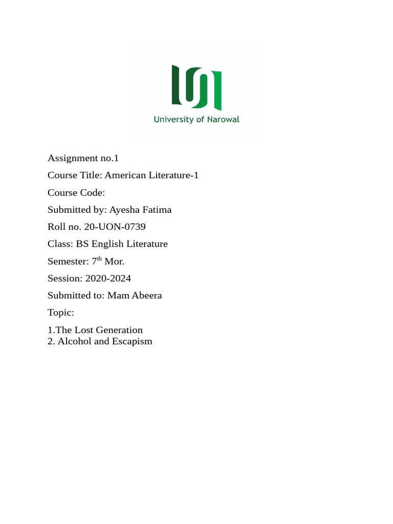 American Literature 1 | PDF | Ernest Hemingway