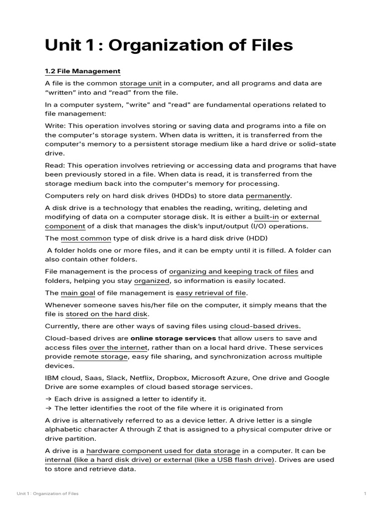 Unit-1 Organization of Files | PDF | Computer File | Computer Data Storage