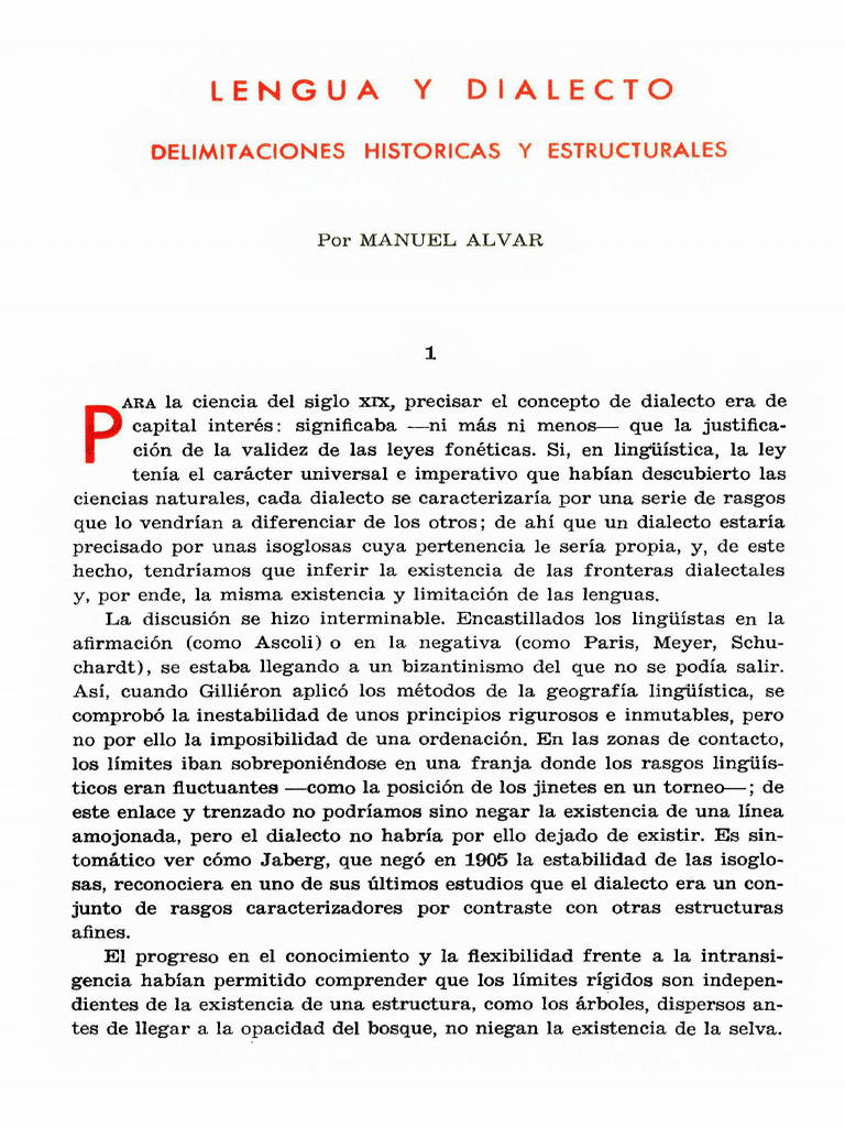 Lengua y Dialecto: Análisis Histórico y Estructural | PDF | Dialecto ...
