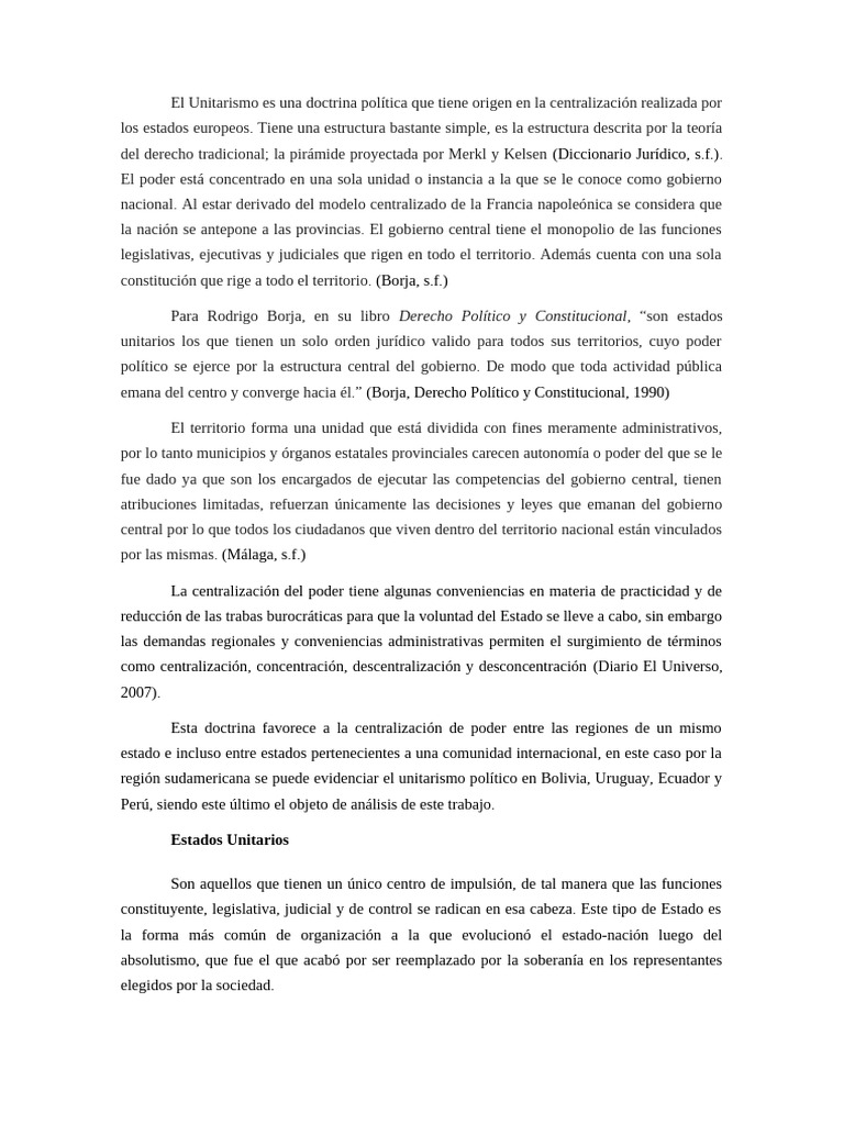 Unitarismo Final | PDF | Estado (política) | Gobierno