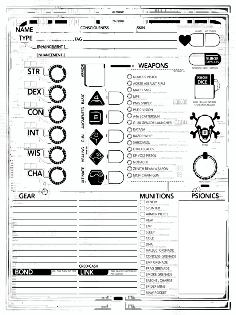 ICRPG Altered - State - Character - Sheet - Form-Fillable - v1.0.2 | PDF