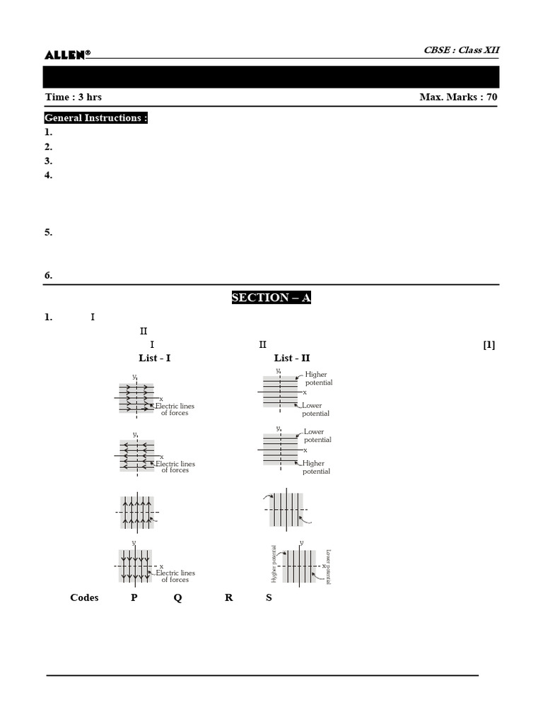 Class XII Physics Question Paper | PDF | Photoelectric Effect ...