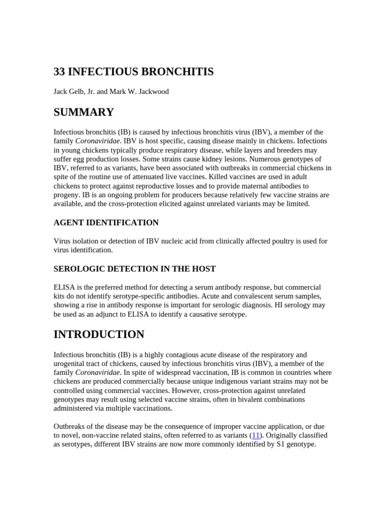 33 Infectious Bronchitis | PDF | Infection | Serology