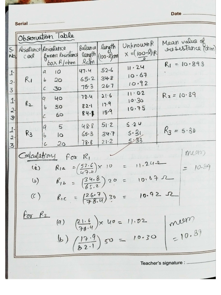 Experiment 3 (Parallel Combination) Meter Bridge | PDF