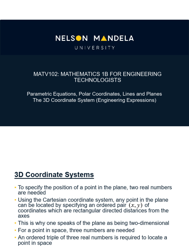 Lecture 3 The 3D Coordinate System | PDF | Cartesian Coordinate System ...