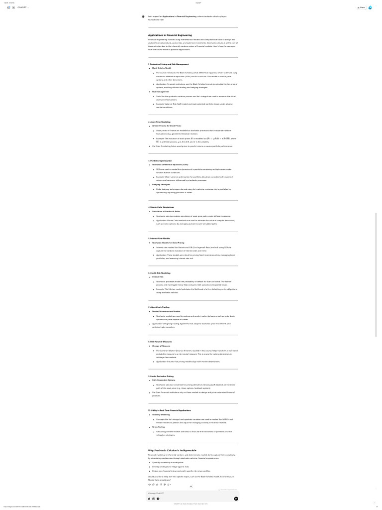 Why Stochastic Calculus Finance Pov Pdf Stochastic Differential Equation Option Finance