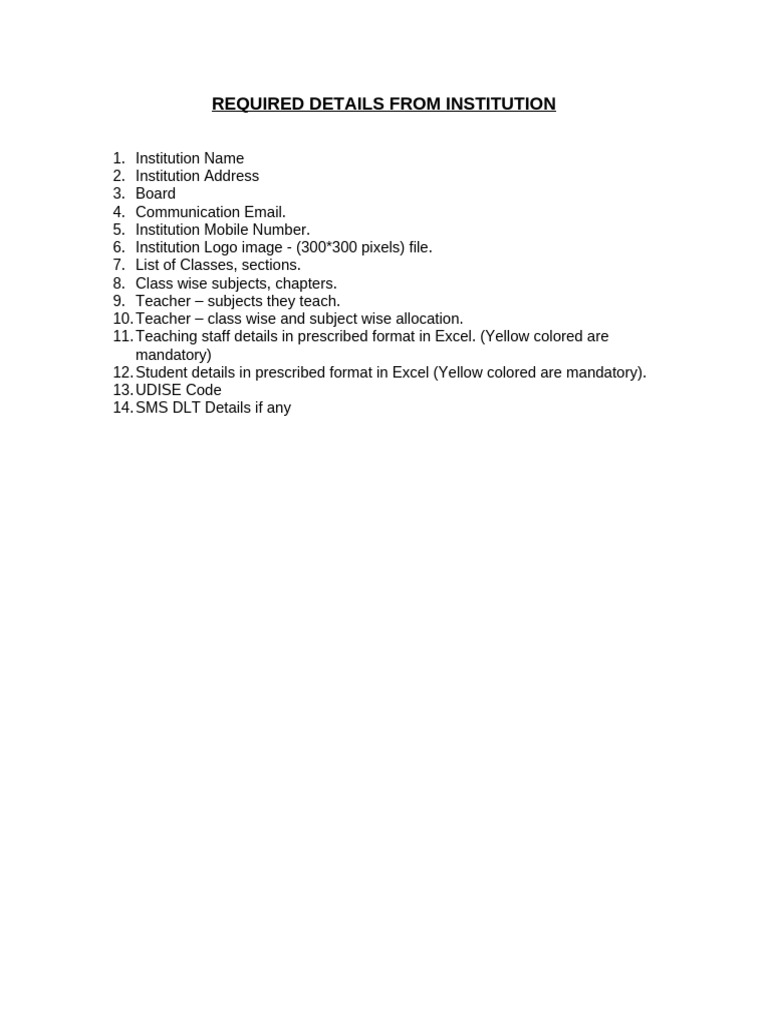 Required School Details | PDF