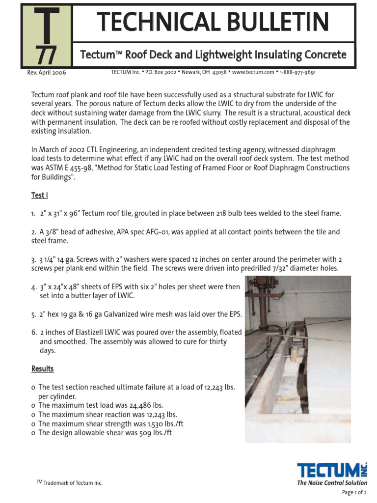 Technical Bulletin T 77 Tectum Roof Deck and Lightweight Insulating ...