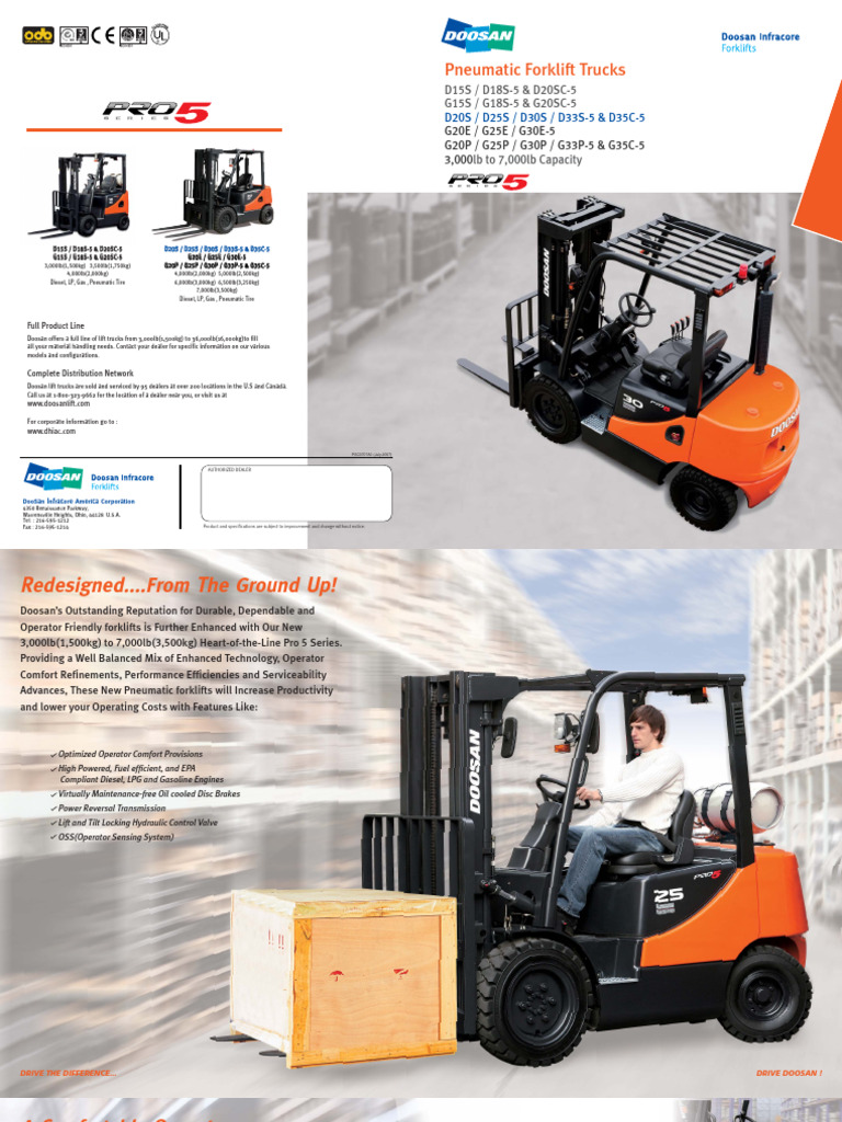Doosan Pro 5 Series Forklift Specs | PDF | Engines | Automotive ...