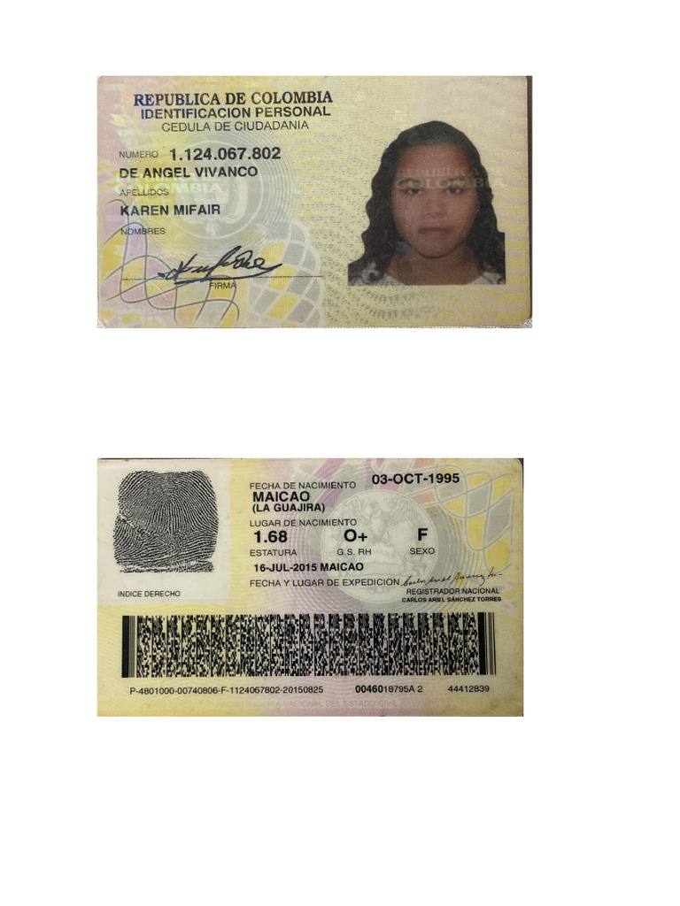 Cedula de Karen de Ángel | PDF