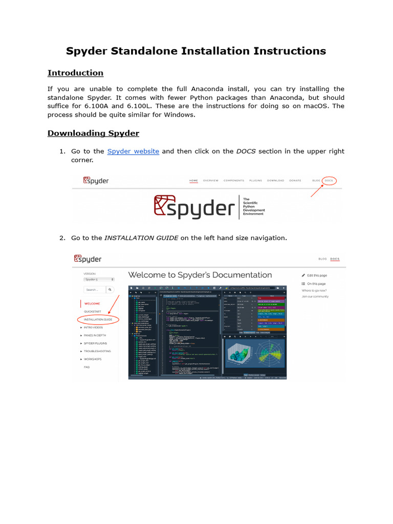Spyder Standalone Installation Instructions | PDF