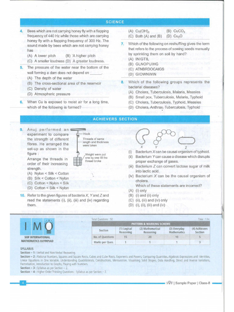SOF Class 8 Sample Papers Page 4 | PDF