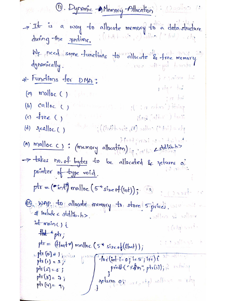 7-Dynamic Memory Allocation DMA | PDF