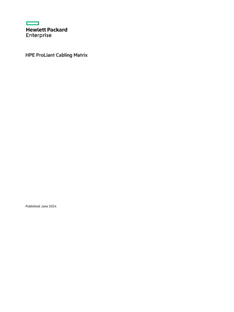 HPE ProLiant Cabling Matrix | PDF