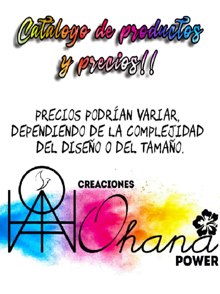 Catálogo de Precios y Productos Creaciones Ohana Power | PDF