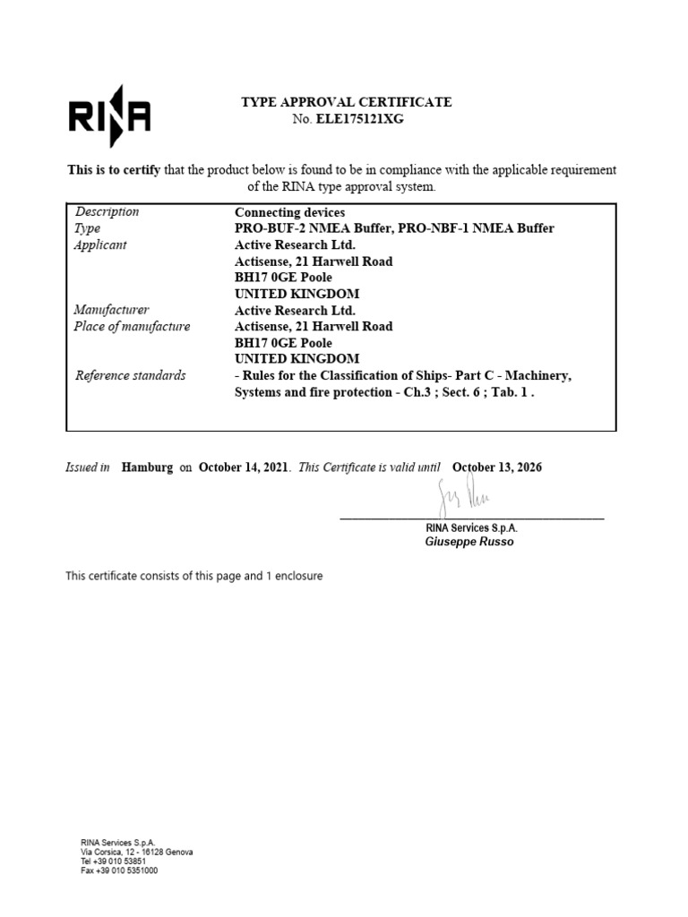 Type Approval Certificate PRO BUF 2 and PRO NBF 1 | PDF | Power Supply | Electromagnetic ...