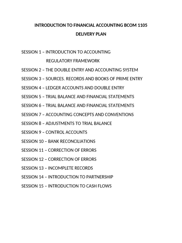 Introduction To Financial Accounting Bcom 1105 | PDF