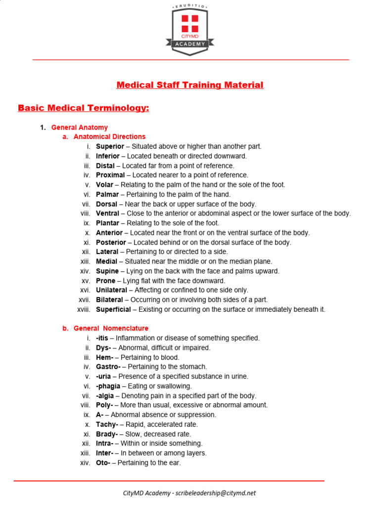 Basic Medical Terminology Glossary | PDF | Ear | Human Anatomy