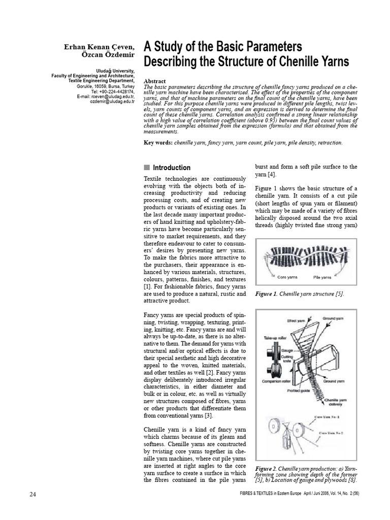 A Study of The Basic Parameters Describing The Structure of Chenille ...
